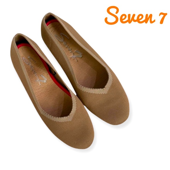 Seven7 | Shoes | Nwt Seven7 Tan Cream Classic Knit Round Toe Flats Sz ...